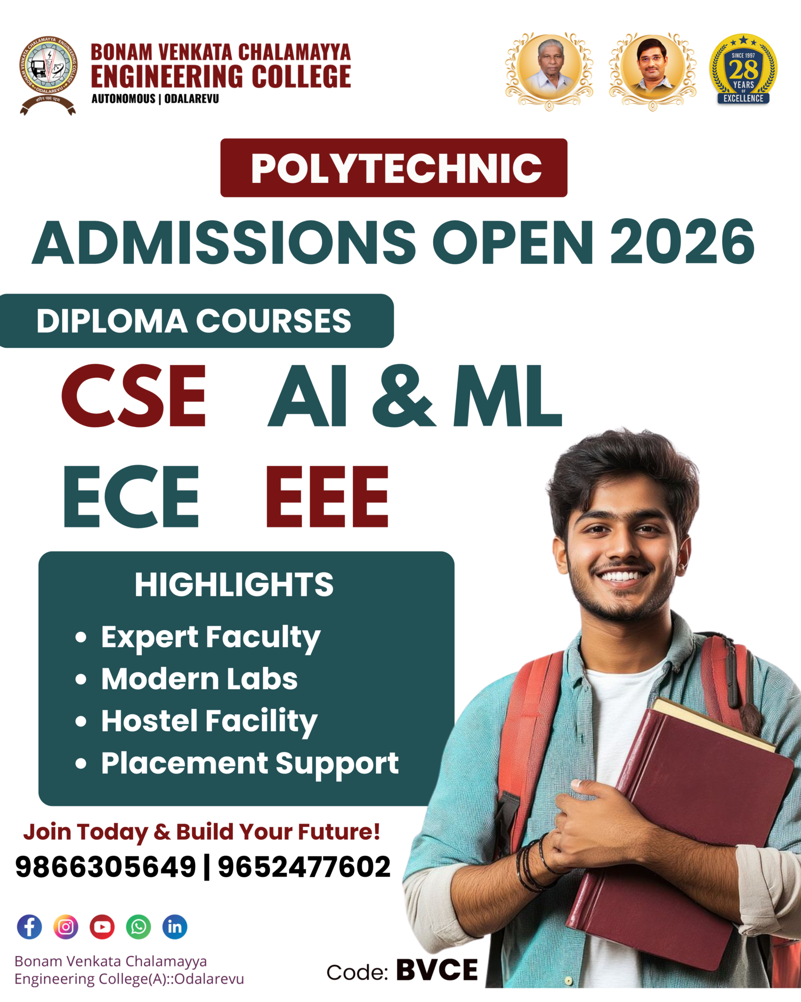 Admissions Open 2026 – Polytechnic @ BVCE, Odalarevu - BVC ENGINEERING ...